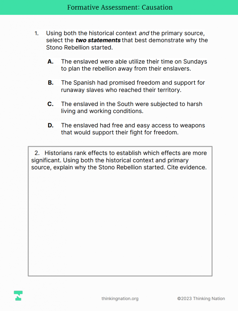 Meeting Teacher Needs through Formative Assessments on Historical ...